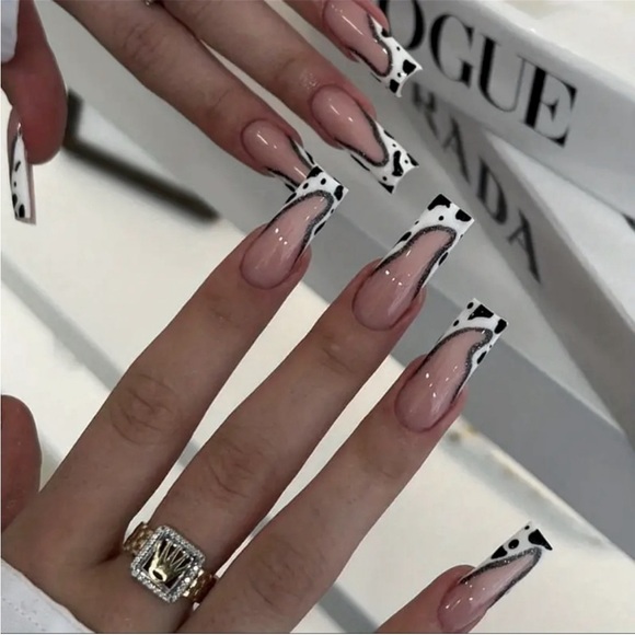 Makeup | 24 Piece Square Cow Print Tip Press On Nails | Poshmark